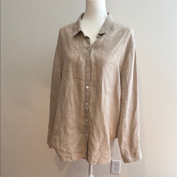 J. Jill | Tops | J Jill Linen Tan Casual Button Down Shirt | Poshmark